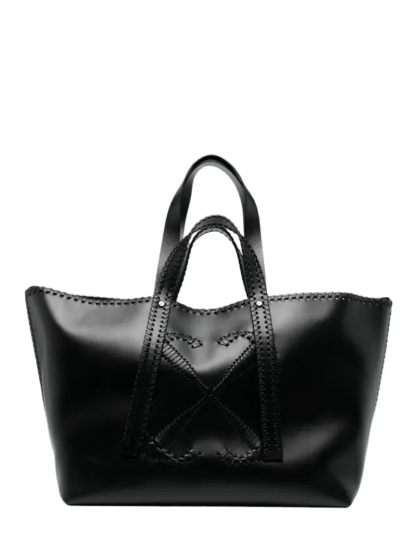 Off-White Leather Tote Bag - Black