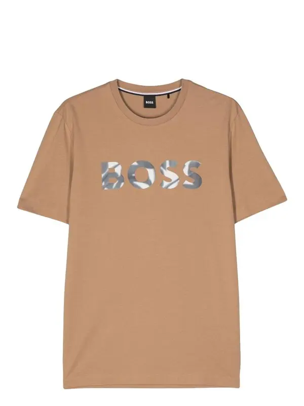 BOSS Logo-print Cotton T-shirt - Neutrals