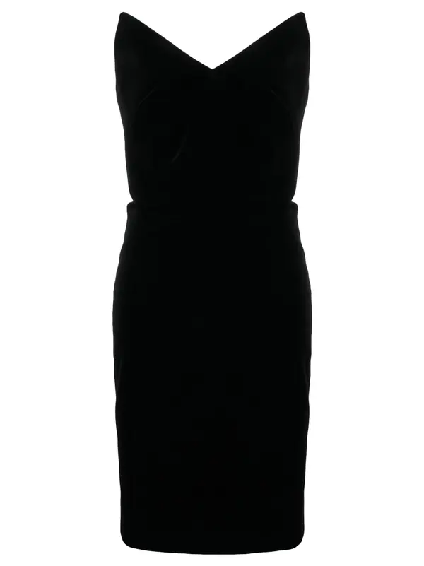 Loewe Bustier Velvet Strapless Dress - Black