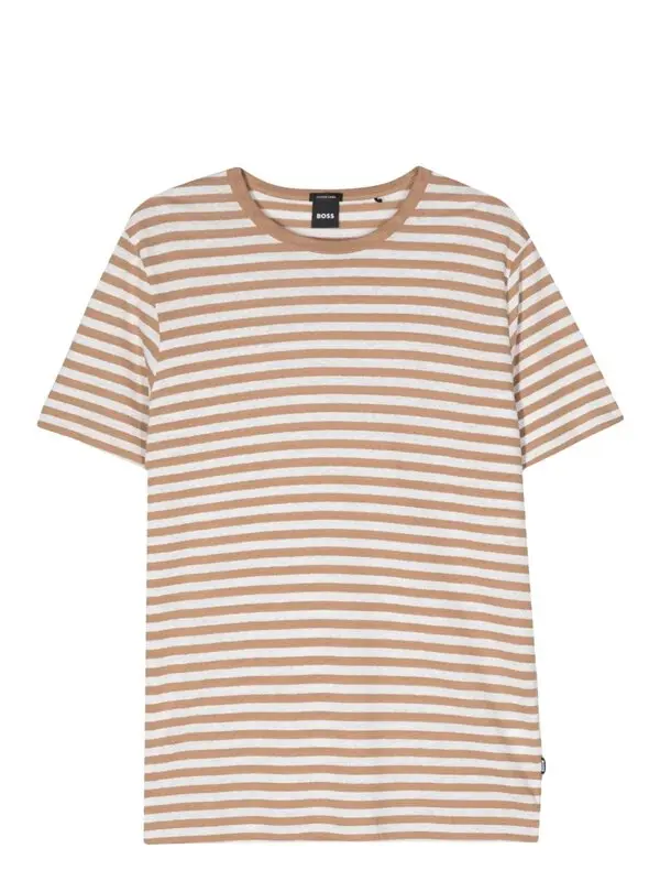 BOSS Short-sleeves Striped T-shirt - Neutrals