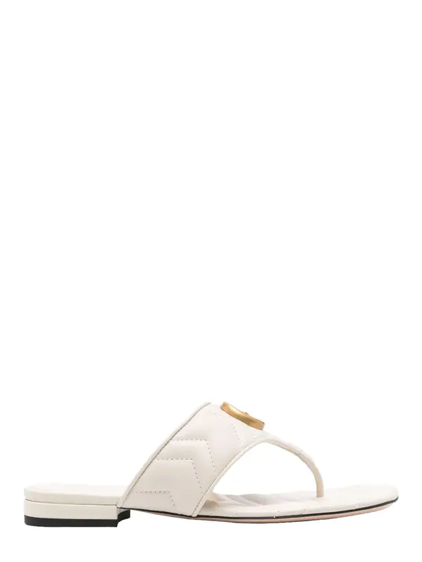Gucci Double G Leather Sandals - White