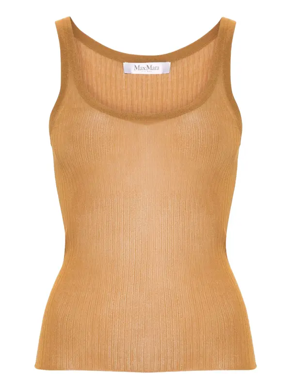 Max Mara Semi-sheer Fine-ribbed Top - Brown