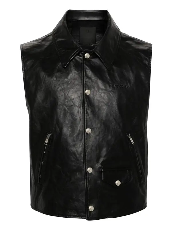 Givenchy Press-stud Leather Gilet - Black