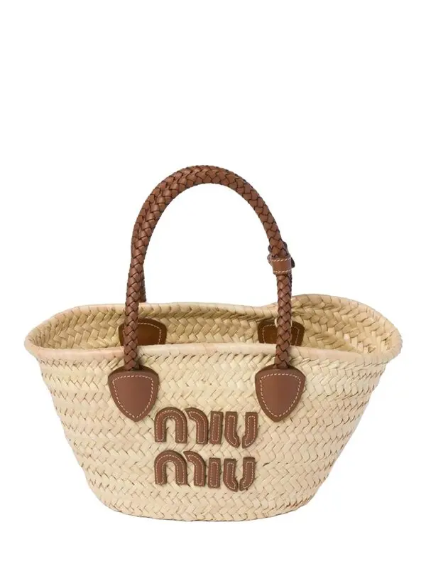 Miu Miu Woven Straw Tote Bag - Neutrals