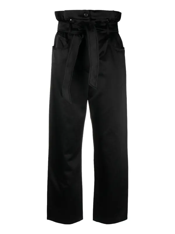 Max Mara High-waisted Belted Satin Trousers - Black