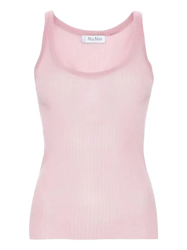 Max Mara Fine-ribbed Semi-sheer Top - Pink