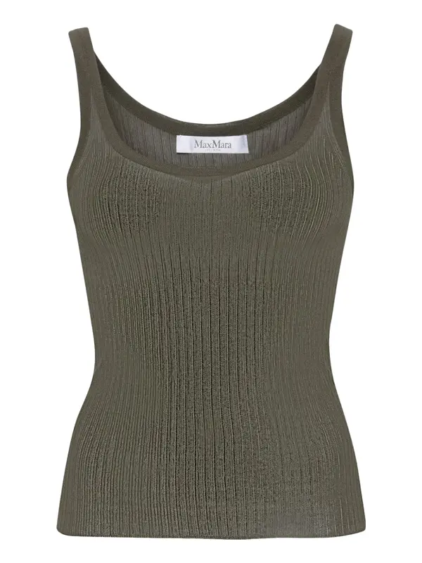 Max Mara Bastia Ribbed Silk Top - Green