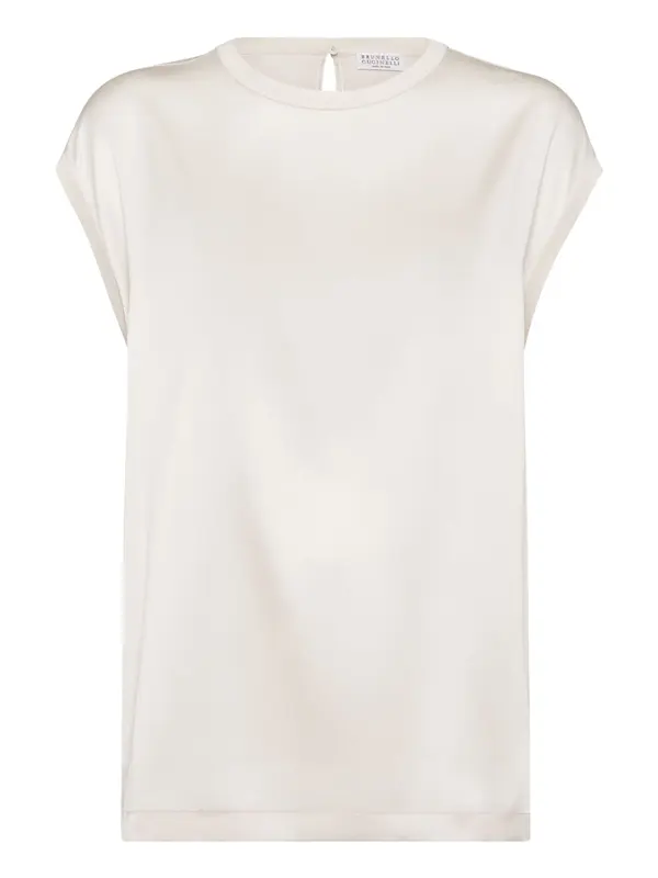 Brunello Cucinelli Monili-embellished Satin Top - Neutrals