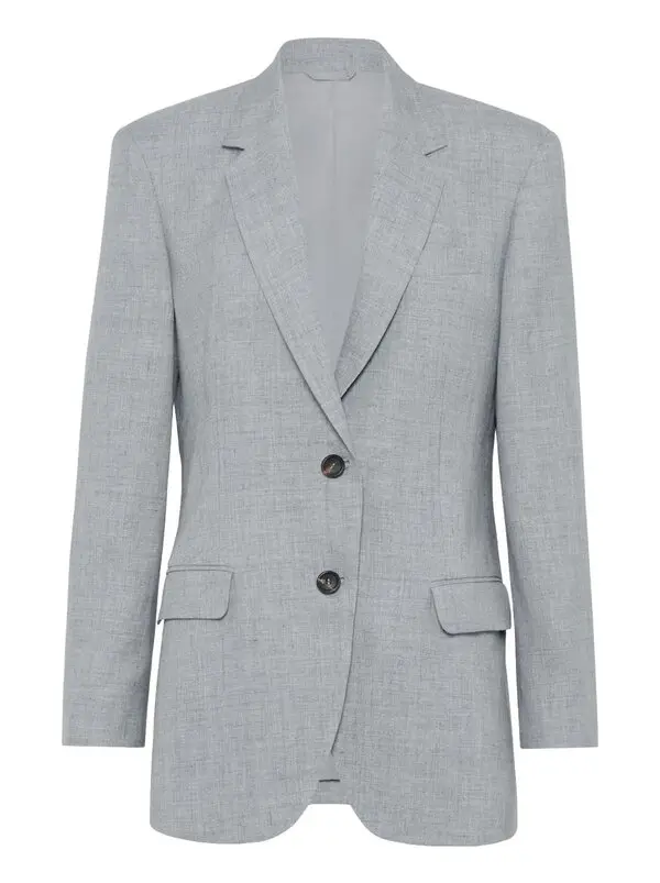 Brunello Cucinelli Single-breasted Wool Blazer - Grey