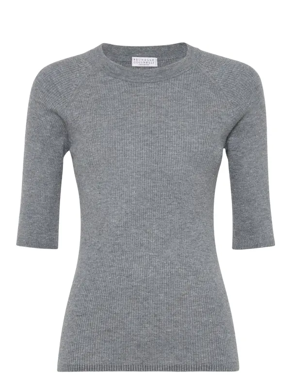 Brunello Cucinelli Ribbed Speckle-knit Top - Grey