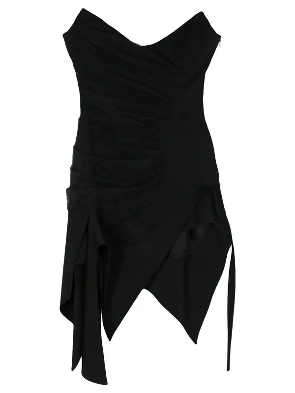 MUGLER Asymmetric Bustier Mini Dress - Black