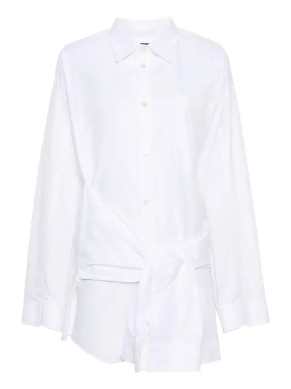 Balenciaga Knotted Sleeve Cotton Shirt - White