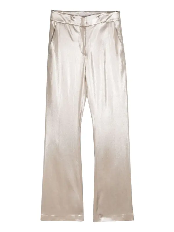 GENNY Lamé Flared Trousers - Silver