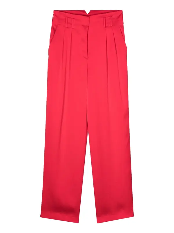 GENNY Straight-leg Satin Trousers - Red