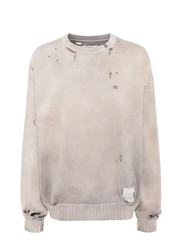 Mihara Yasuhiro Faded-effect Cotton Sweatshirt - Brown