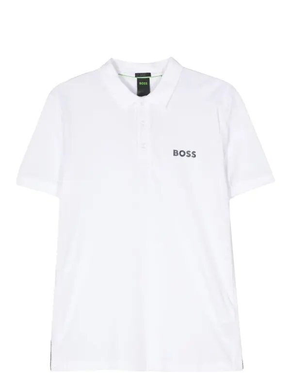 BOSS Logo-rubberised Polo Shirt - White