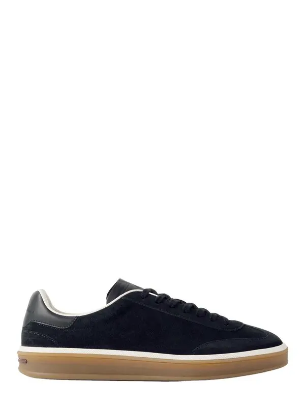 Loro Piana Tennis Walk Leather-trimmed Suede Sneakers - Blue