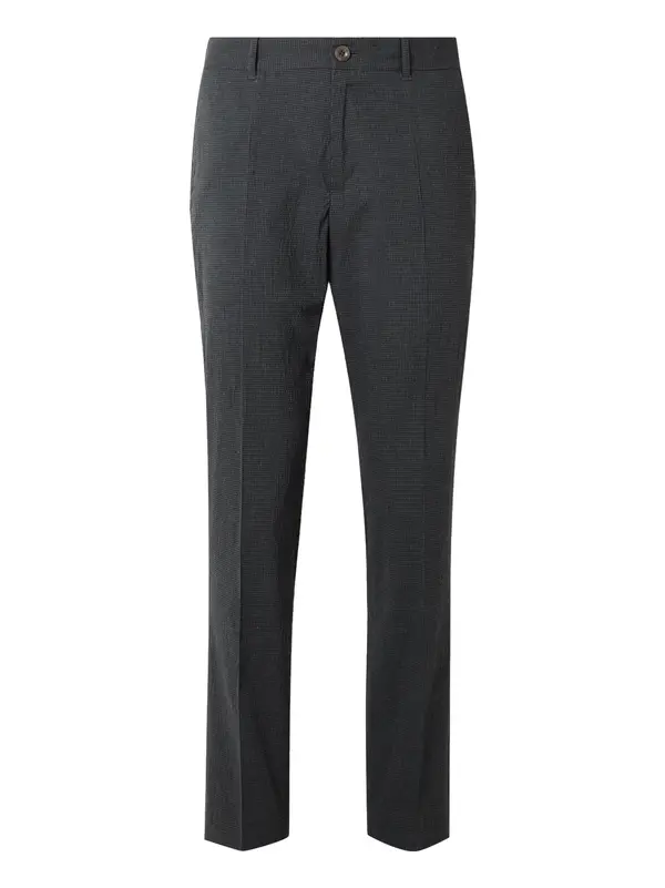 Mr P. Samuel Tapered Checked Trousers - Gray
