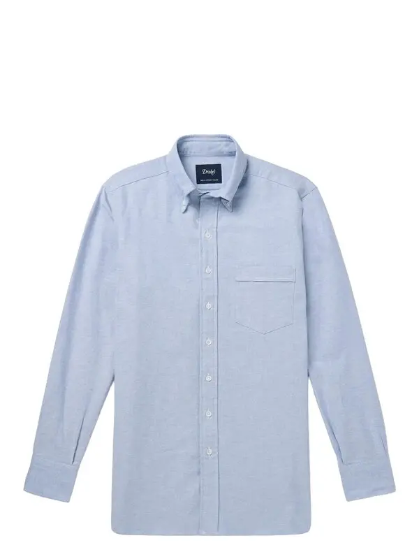 DRAKE'S Slim-fit Button-down Collar Cotton Oxford Shirt - Blue