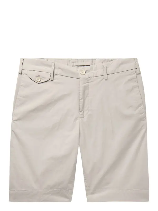 SLOWEAR Slim-fit Stretch-cotton Poplin Bermuda Shorts - Gray