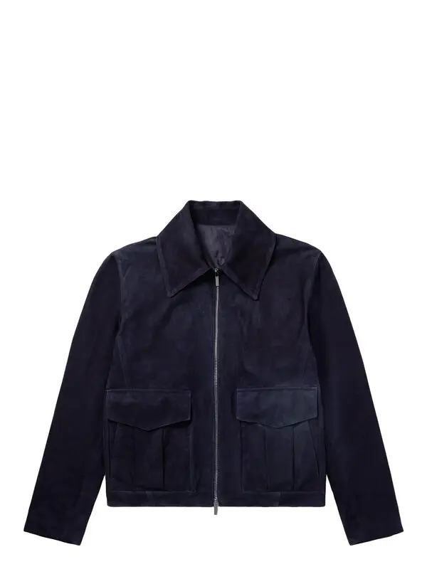 STOFFA Suede Flight Jacket - Blue