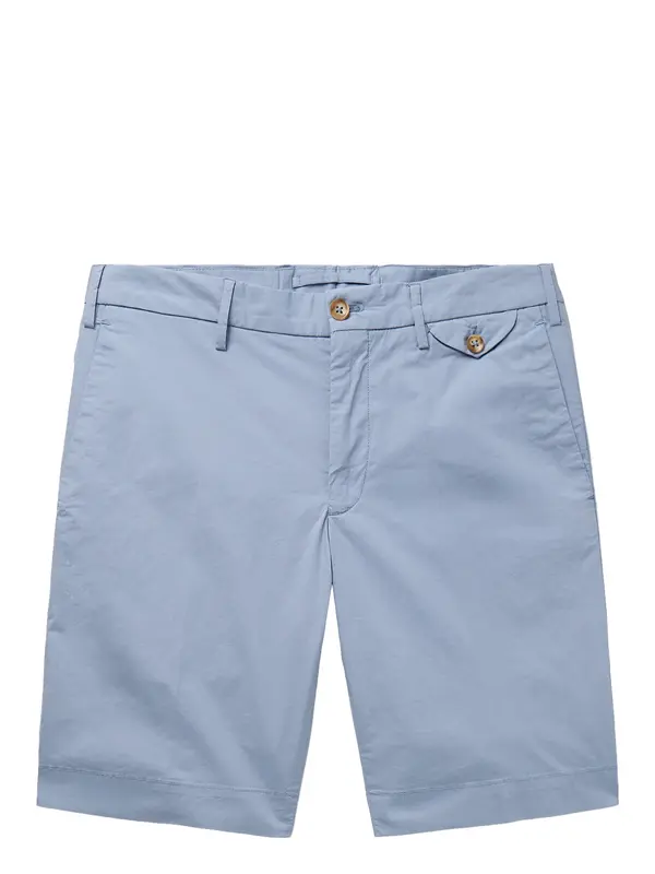 SLOWEAR Slim-fit Stretch-cotton Poplin Bermuda Shorts - Blue