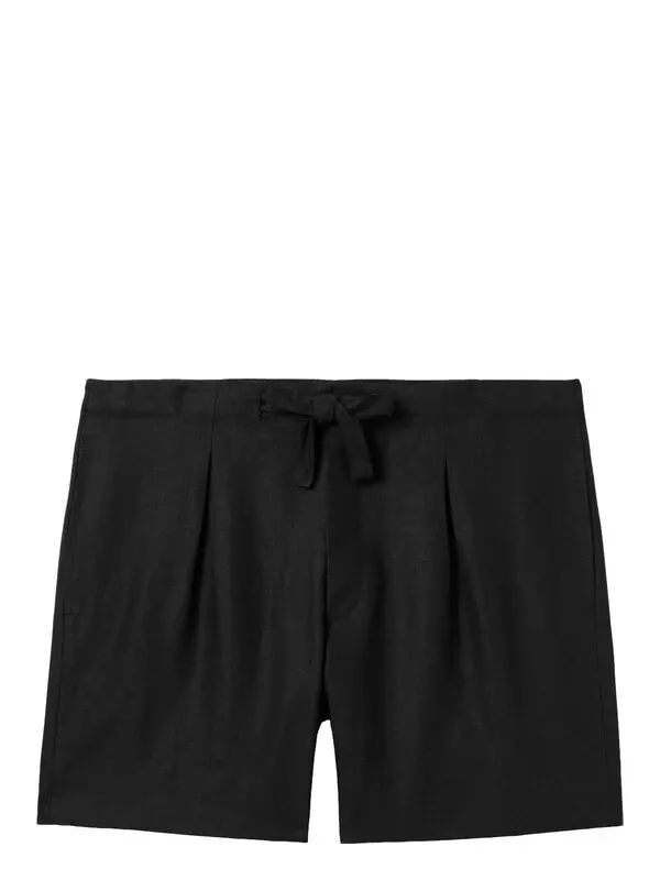 STOFFA Linen-twill Shorts - Black