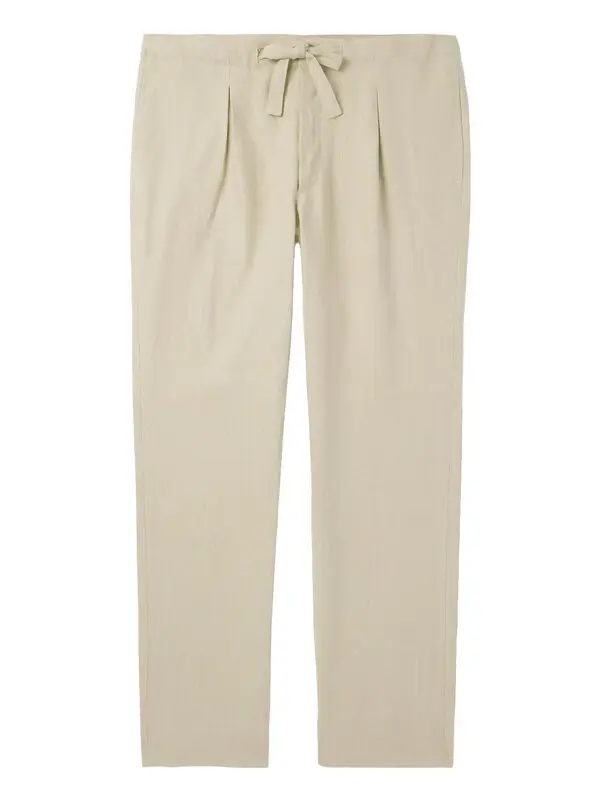 STOFFA Straight-leg Linen-twill Trousers - Neutrals