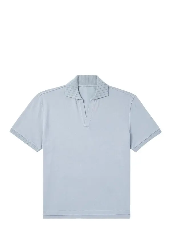 STOFFA Cotton-piqué Polo Shirt - Blue