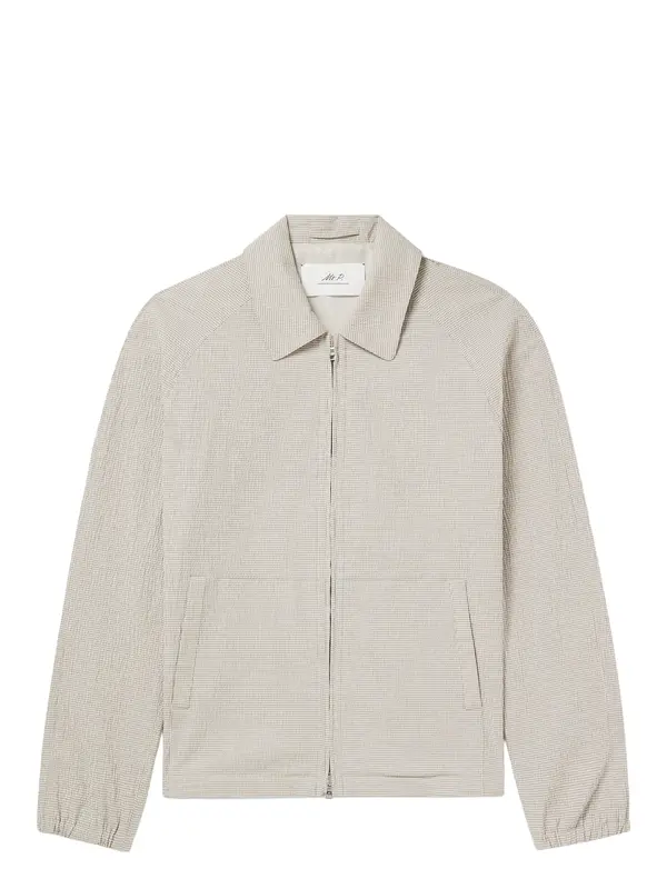 Mr P. Golf Gingham Cotton-blend Seersucker Blouson Jacket - Neutrals