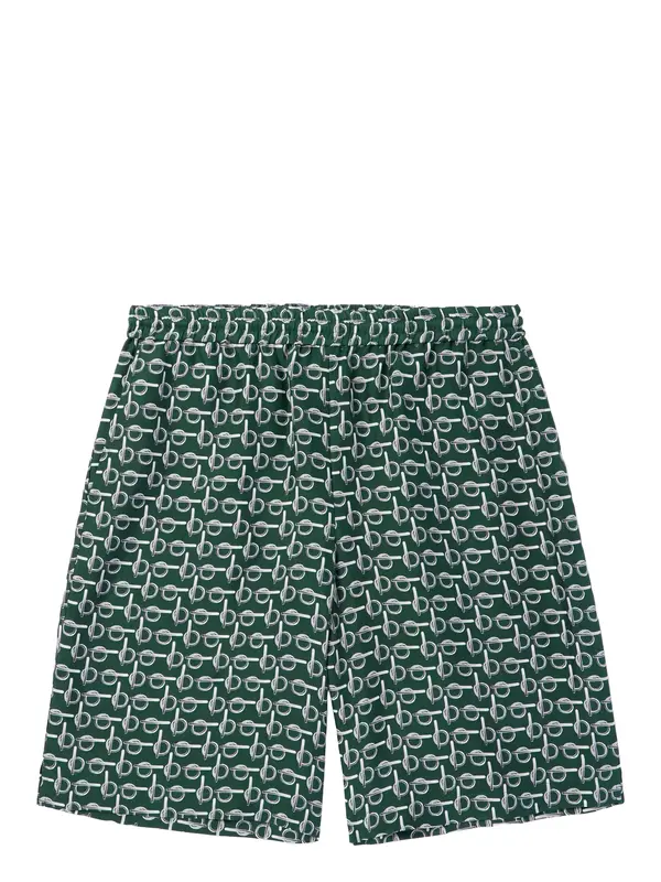 Burberry Straight-leg Printed Silk-poplin Shorts - Green