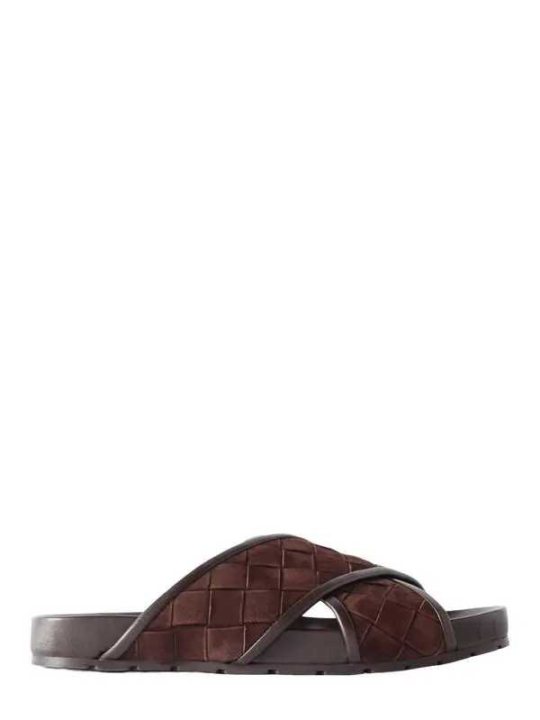 Bottega Veneta Tarik Intrecciato Suede Sandals - Brown
