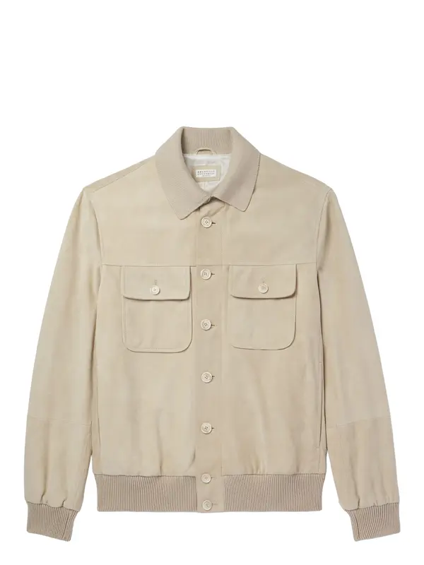 Brunello Cucinelli Suede Jacket - Neutrals