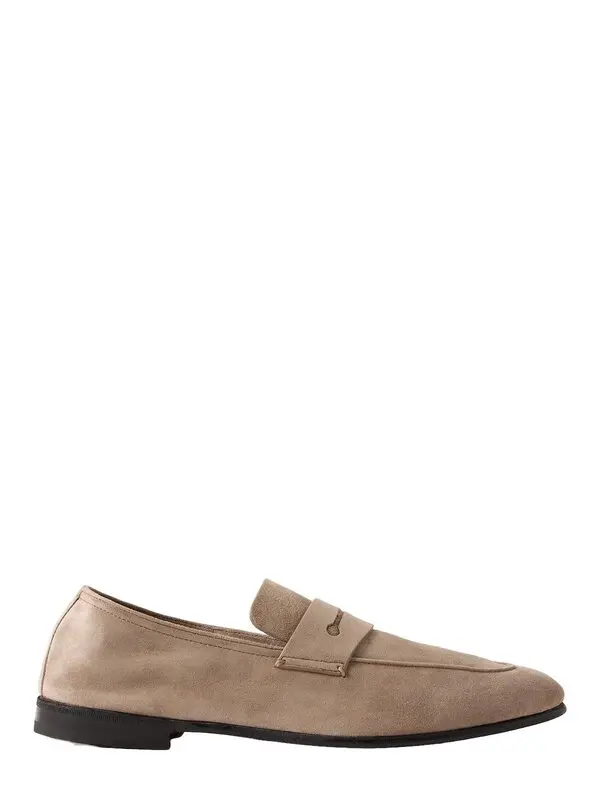 Zegna L'asola Suede Penny Loafers - Neutrals