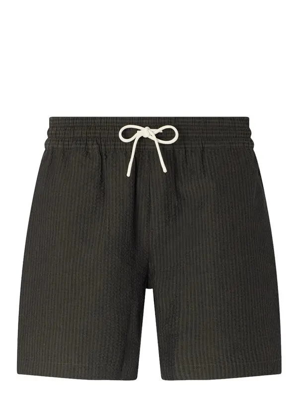 Portuguese Flannel Atlantico Straight-leg Cotton-seersucker Drawstring Shorts - Green