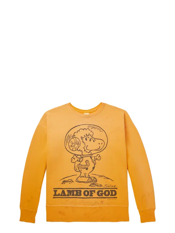 SAINT MXXXXXX Printed Cotton-jersey Sweatshirt - Yellow