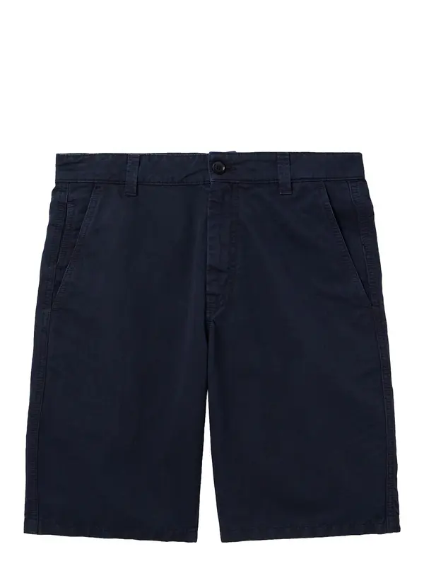 Aspesi Straight-leg Cotton And Linen-blend Bermuda Shorts - Blue