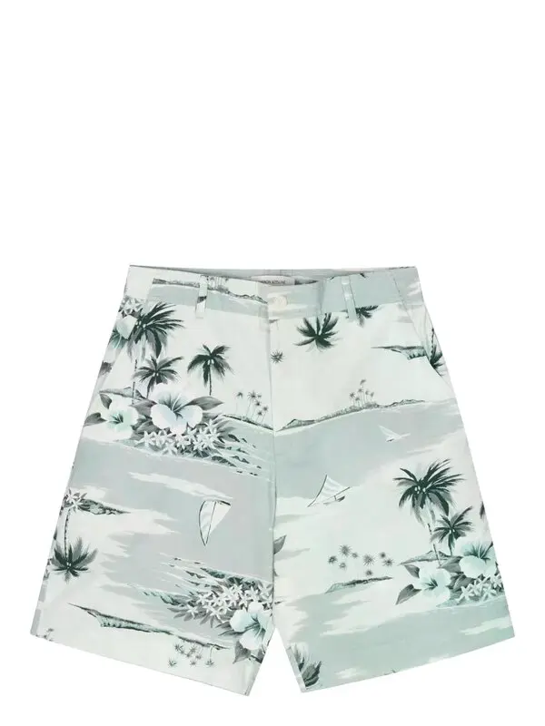 Maison Kitsuné Graphic-print Deck Shorts - Blue