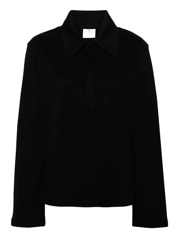 COURREGES Piqué Cotton Polo Shirt - Black