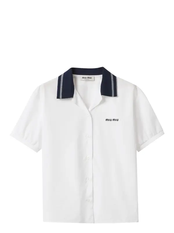 Miu Miu Logo-embroidered Poplin Shirt - White