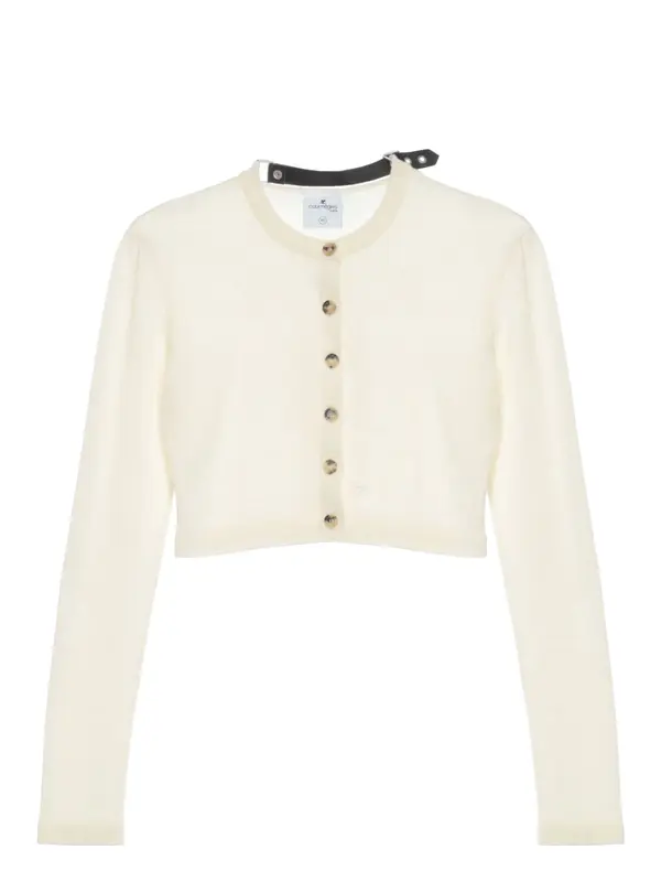 COURREGES Cropped Fine-knit Cardigan - Neutrals