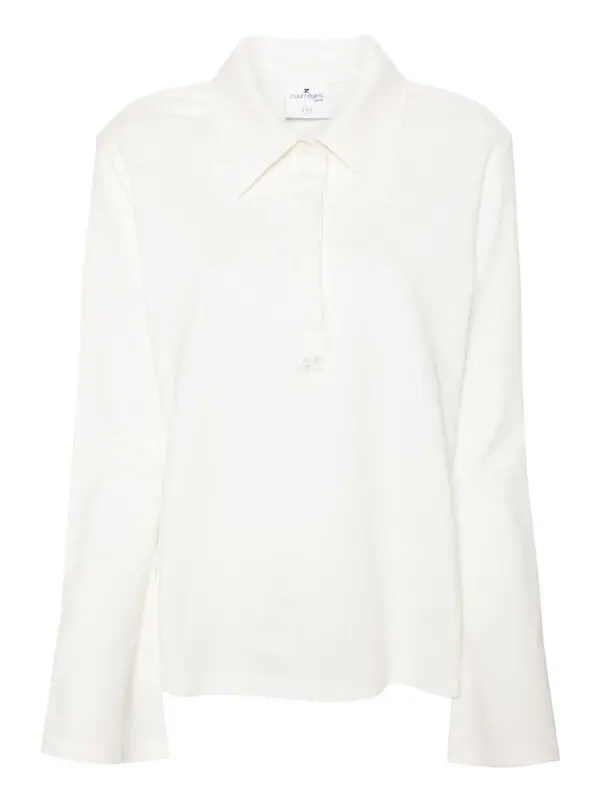 COURREGES Piqué Cotton Polo Shirt - White