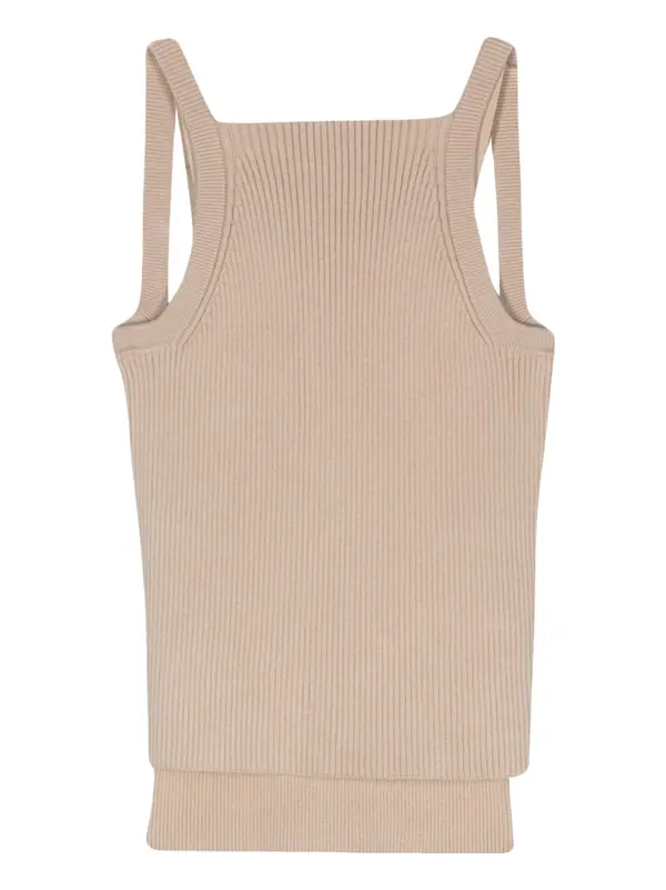 Emporio Armani Layered Ribbed-knit Tank Top - Neutrals
