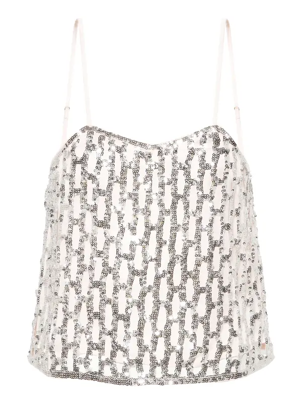 FORTE_FORTE Sequin-embellished Sleeveless Top - Silver