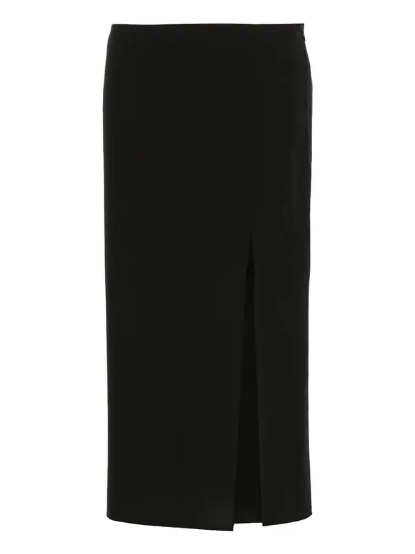 Gauchere Side-slit Wool Skirt - Black