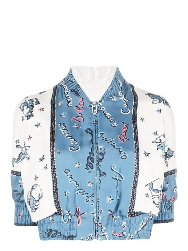 Fendi Astrology-motif Silk Bomber Jacket - White