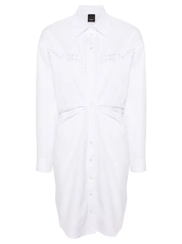 Pinko Eyelet-detail Cotton Shirtdress - White