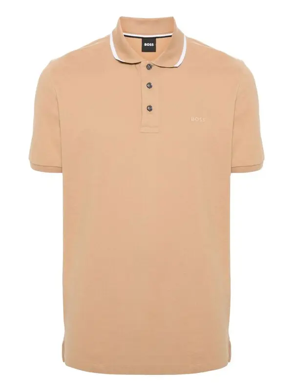 BOSS Logo-embroidered Piqué Polo Shirt - Neutrals