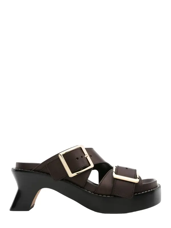 Loewe 70mm Buckled Leather Mules - Brown
