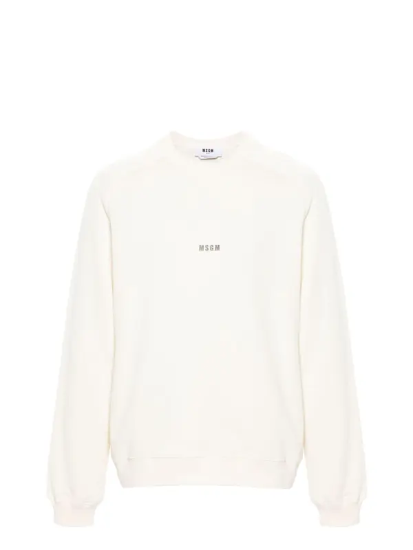 MSGM Logo-print Cotton Sweatshirt - Neutrals